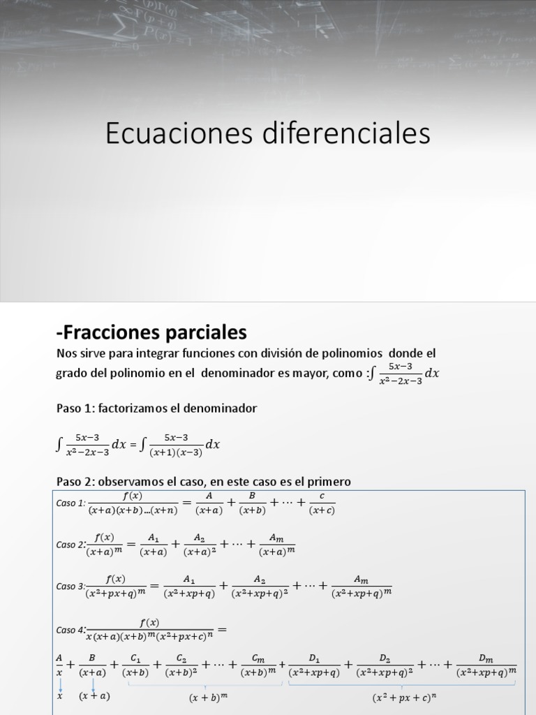 Ecuaciones Diferenciales Primer Parcial | PDF | Ecuación diferencial parcial | Ecuaciones