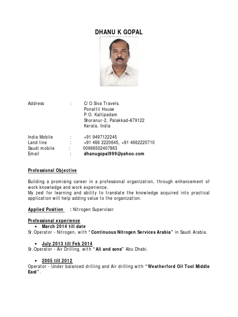 Dhanu K Gopal - CV | PDF | Gases | Nature