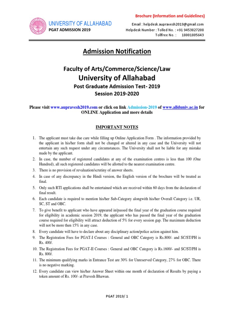 PGAT Brochure PDF | PDF | University And College Admission | Test ...