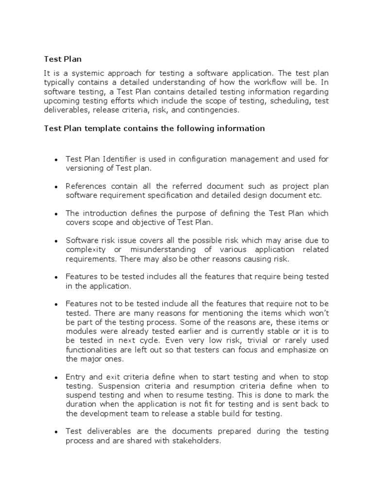 Test Plan | PDF | Software Testing | Risk