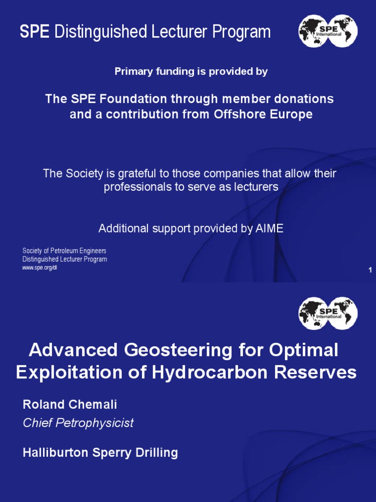 SPE Distinguished Lecturer Program: The SPE Foundation Through Member ...