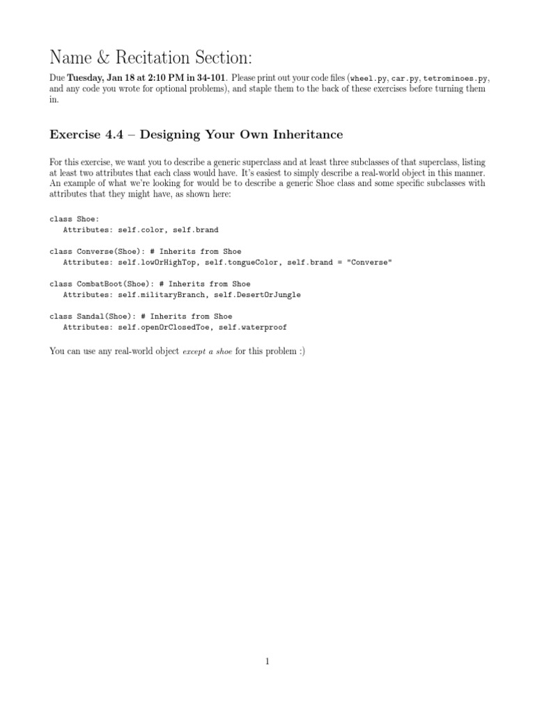 MIT6 189IAP11 Hw4 Written | PDF | Inheritance (Object Oriented Programming) | Models Of Computation