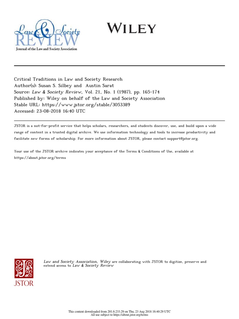 Susan S. Silbey and Austin Sarat, 1987 | PDF | Richard Rorty | Epistemology