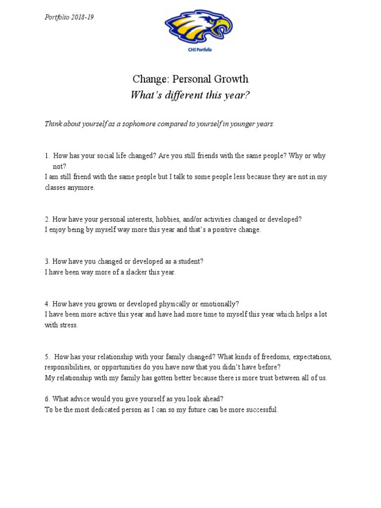 Change Personal Growth | PDF | Behavioural Sciences | Psychology