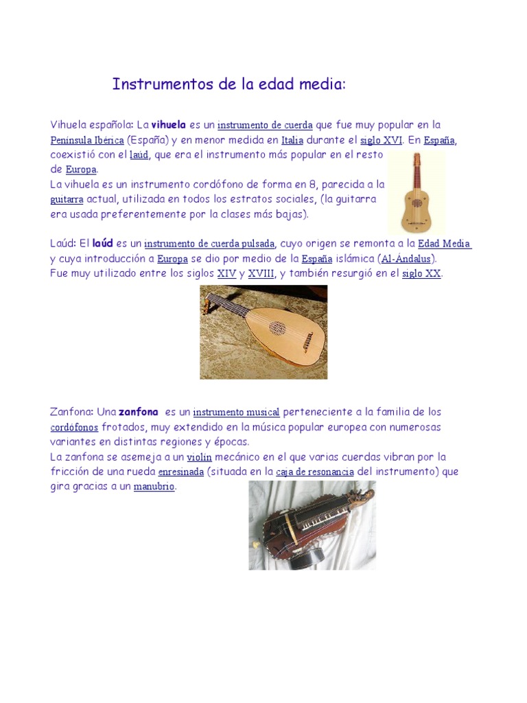 Instrumentos Musicales de la Edad Media | PDF | Guitarras ...