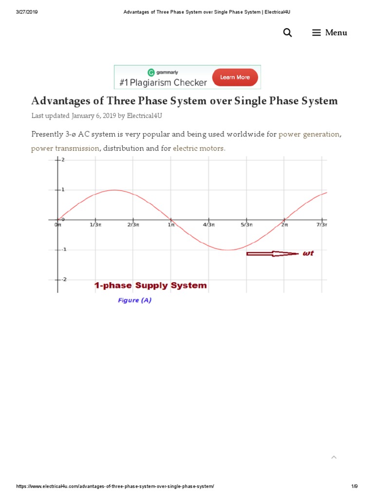 Advantages of Three Phase System Over Single Phase System | PDF ...