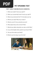 Flyers Speaking Test Questions | PDF