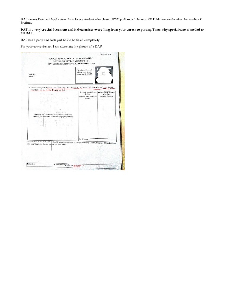 UPSC DAF Guide | PDF | Written Communication