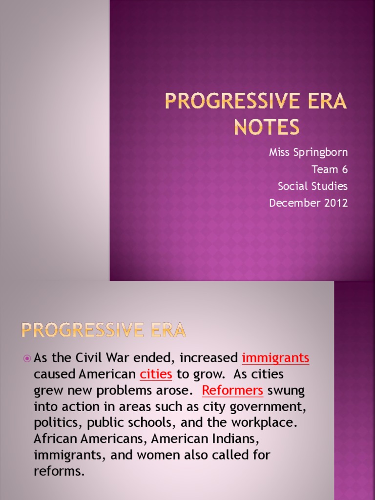 Progressive Era Notes | PDF | Women's Suffrage | American Federation Of ...