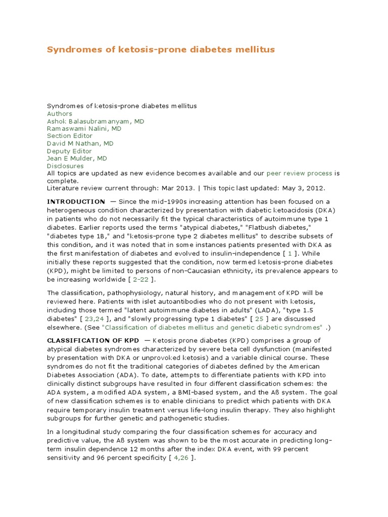 Syndromes of Ketosis - Uptodate | PDF | Diabetes Mellitus Type 2 ...