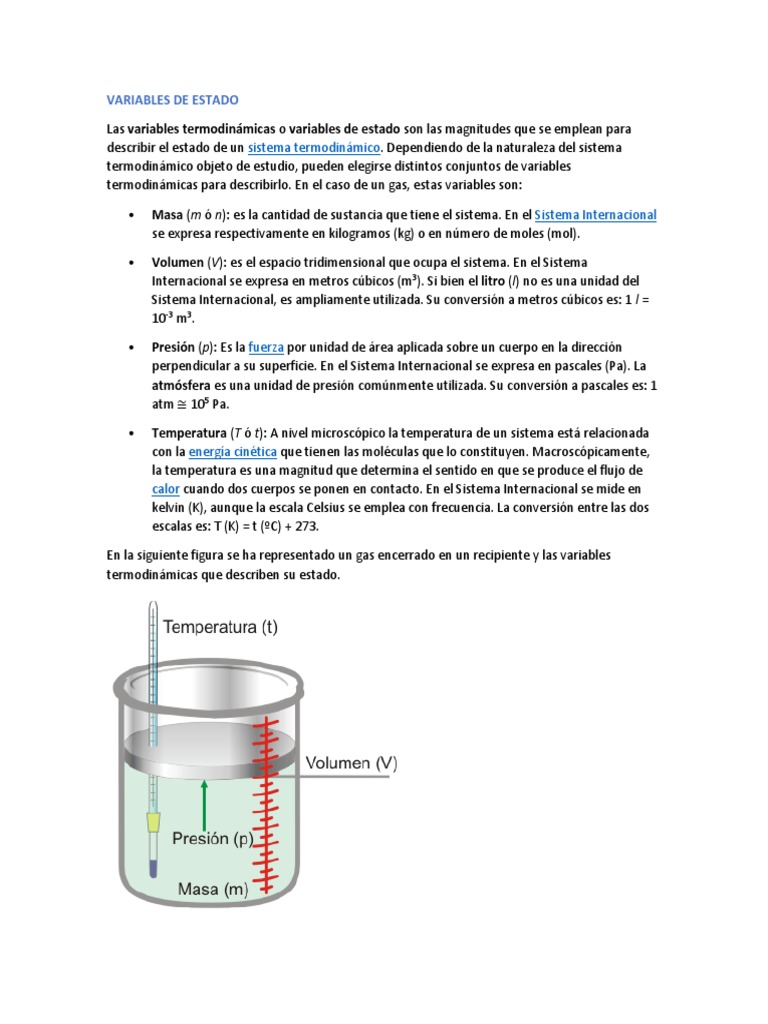 Variables de Estado | Descargar gratis PDF | Entalpía | Termodinámica