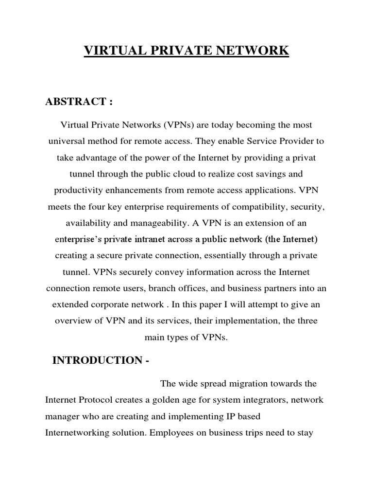 Enabling Secure Remote Access Through Virtual Private Networks: An Overview of VPN Technologies ...