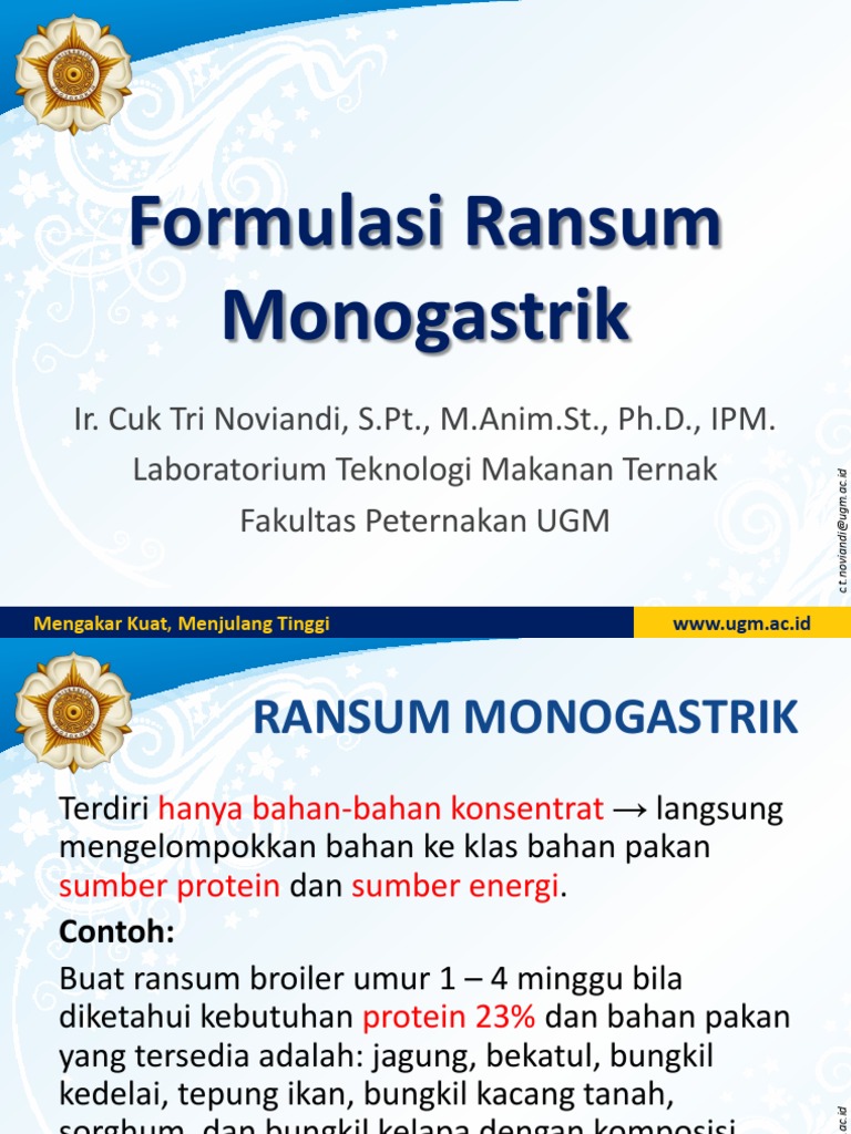 BPFR 11. Formulasi Ransum Monogastrik | PDF