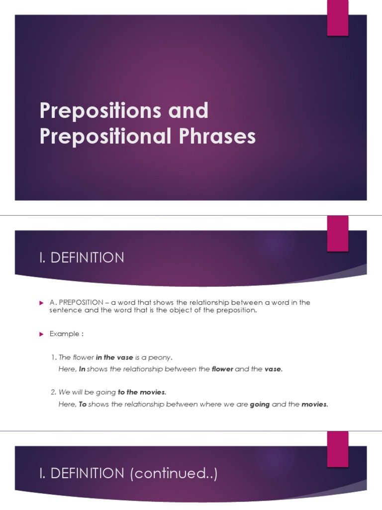 Prepositions and Prepositional Phrases | PDF