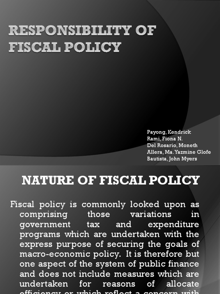 Responsibility of Fiscal Policy UPDATED | PDF | Fiscal Policy | Public ...