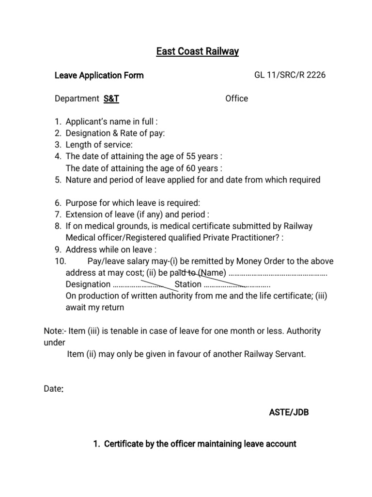 Officer Leave Application | PDF