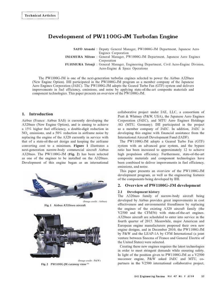Pratt and Whitey PW1100 Engine Development Overview Airbus A320 NEO ...
