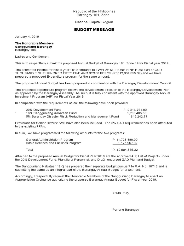 Budget Message | PDF | Budget | Social Institutions