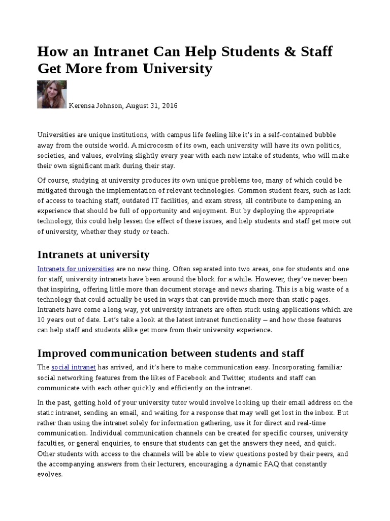 How An Intranet Can Help Students & Staff Get More From University ...