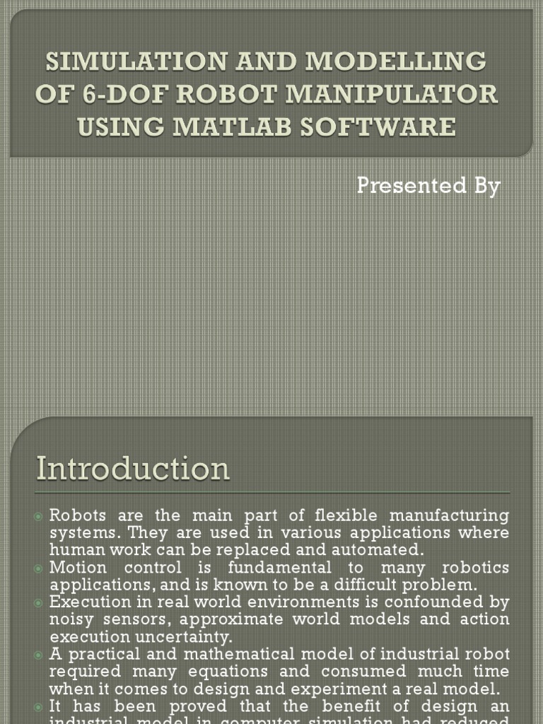 6DOF Robot Manipulator | PDF | Kinematics | Robotics
