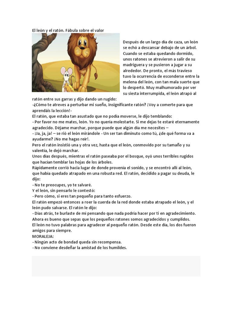 El León y El Ratón | PDF | Fábula | Ocio