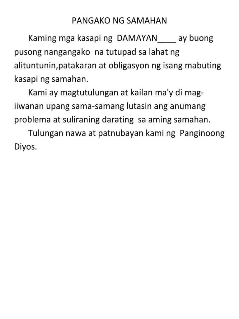 Pangako NG Samahan | PDF