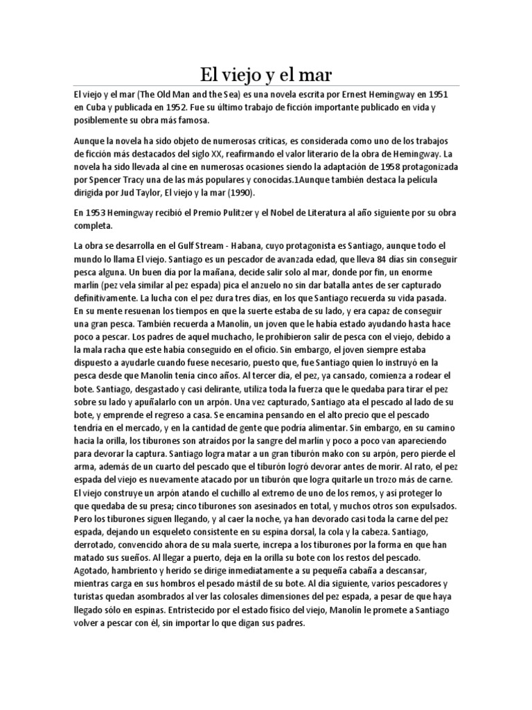 Obra El Viejo y El Mar | PDF | Ocio