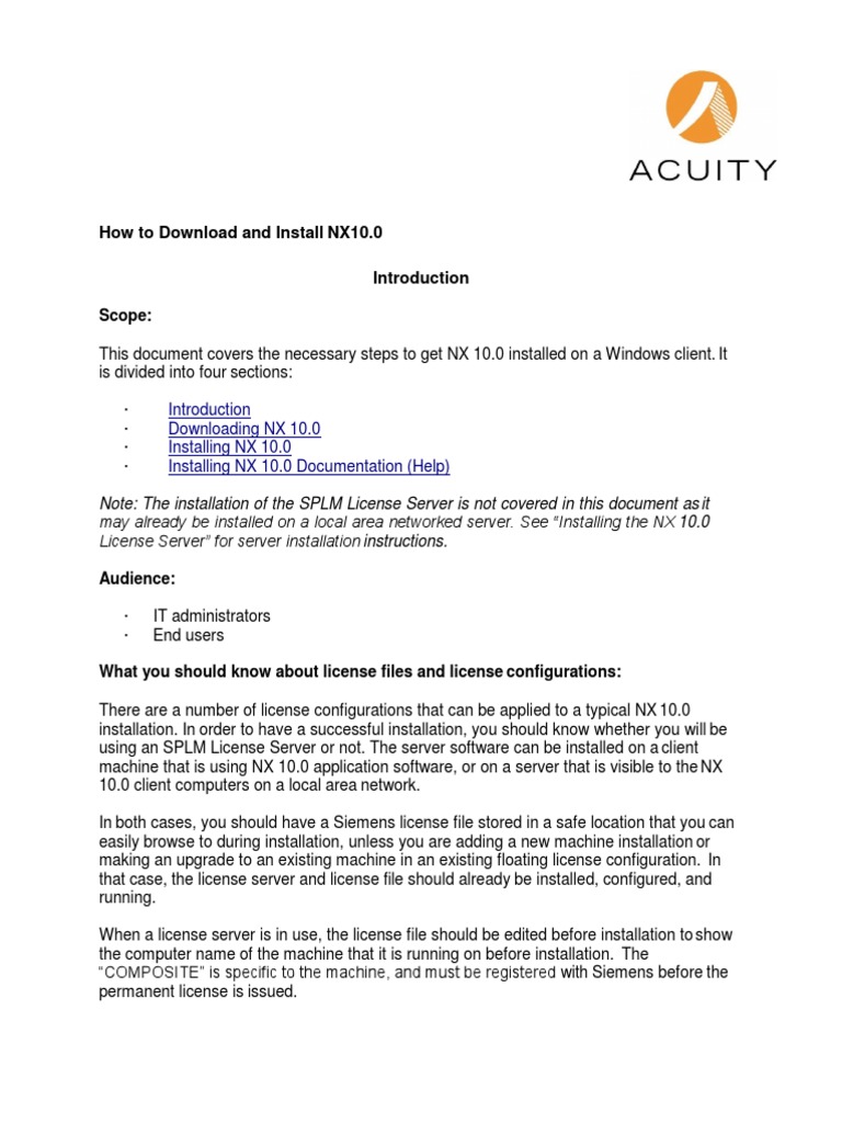 How To Download and Install NX 10.0 | PDF | Download | Computer File