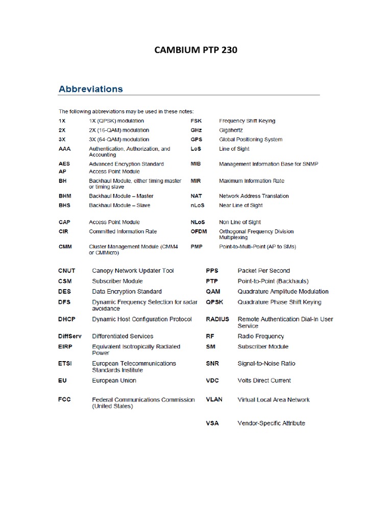 Cambium PTP 230 | PDF | Multiplexación por división de frecuencia ...