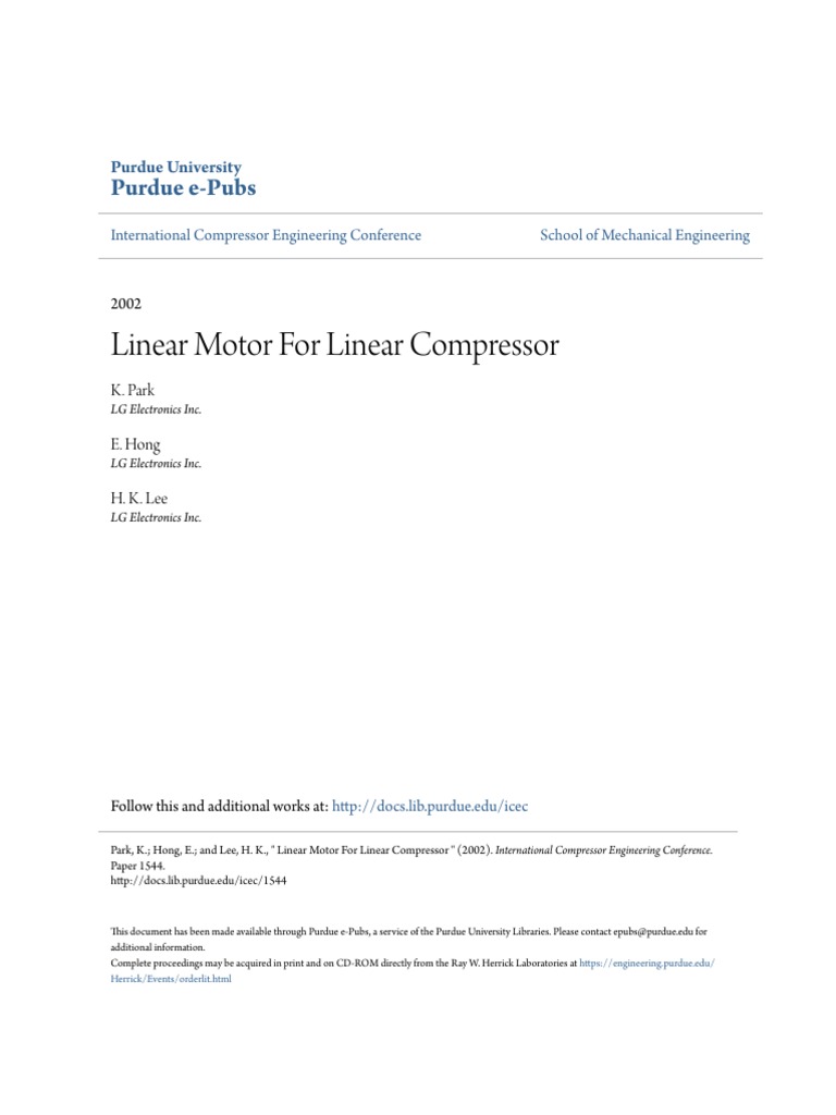 Linear Motor Design for Compressors | PDF | Electric Motor | Inductor