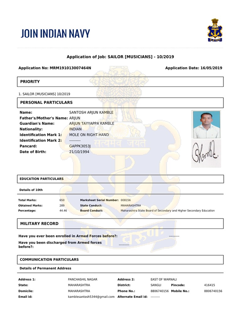 Navy Musician Application | PDF | Social Institutions | Social Science