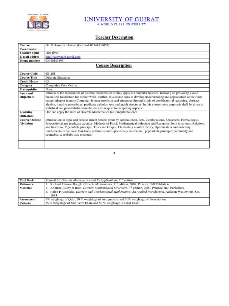 Discrete Structure | PDF | Discrete Mathematics | First Order Logic