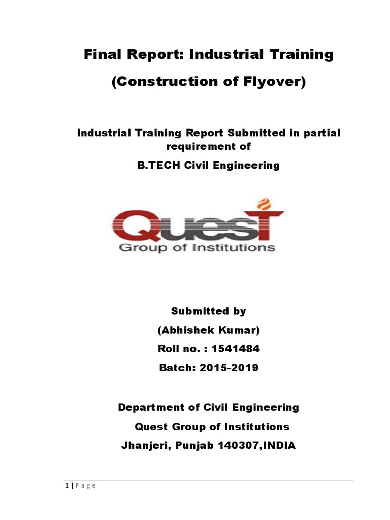 Final Report: Industrial Training (Construction of Flyover) | PDF | Prestressed Concrete | Deep ...