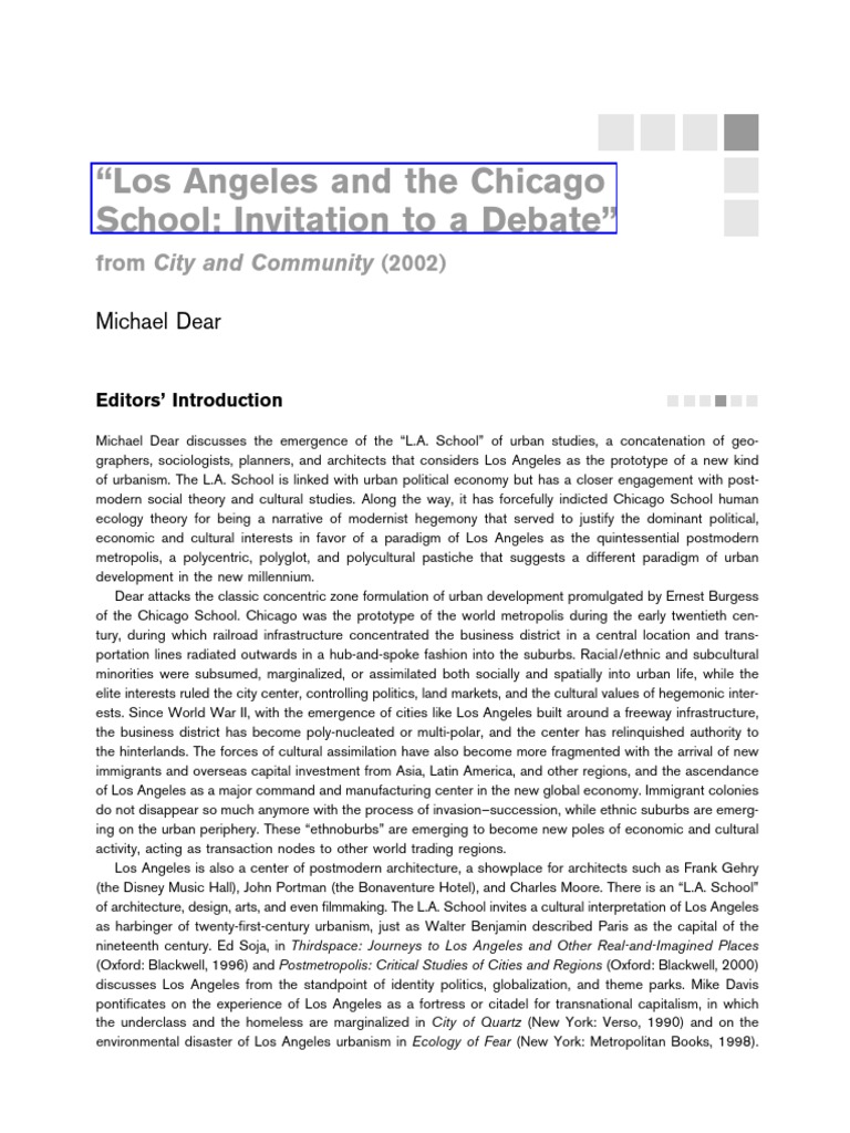 4) Los Angeles and The Chicago School Invitation To A Debate PDF | PDF ...