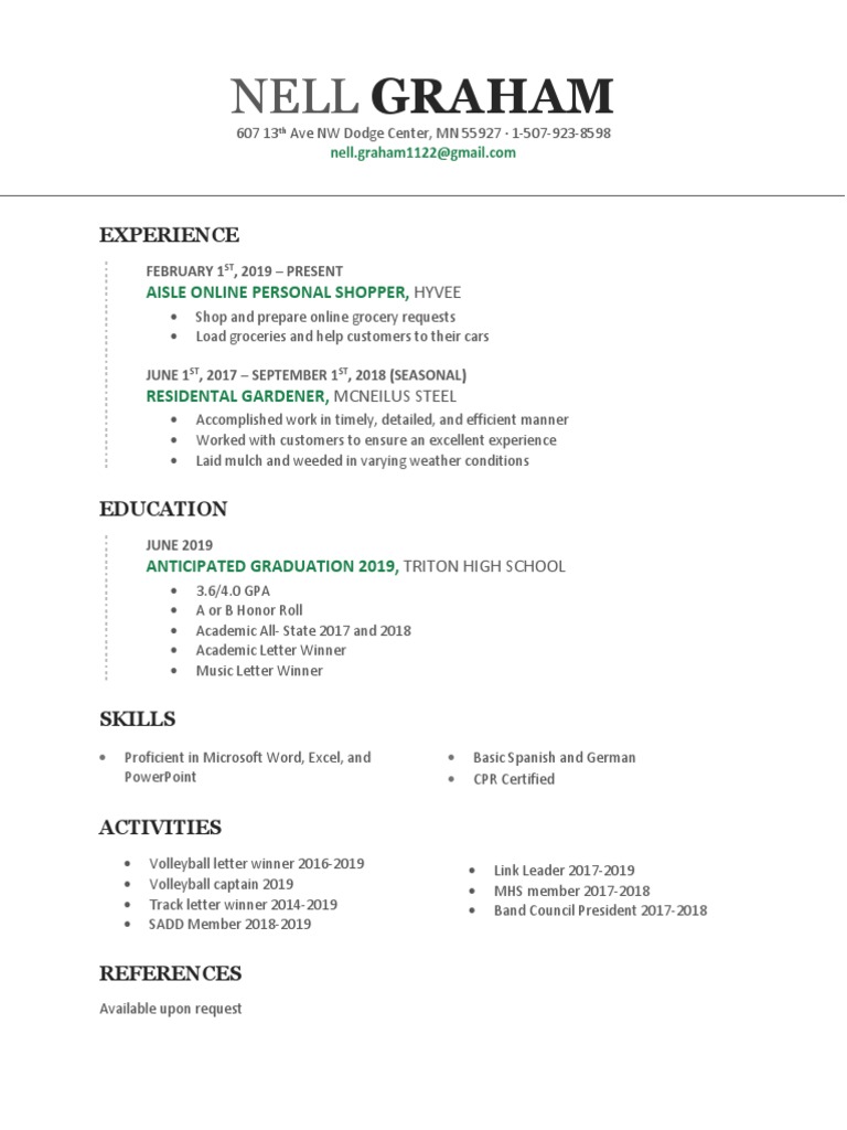 Nell Graham's Resume and Experience | PDF