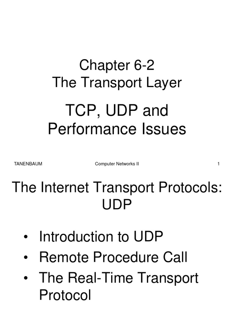 Chapter 6-2 The Transport Layer: TCP, UDP and Performance Issues | PDF | Transmission Control ...