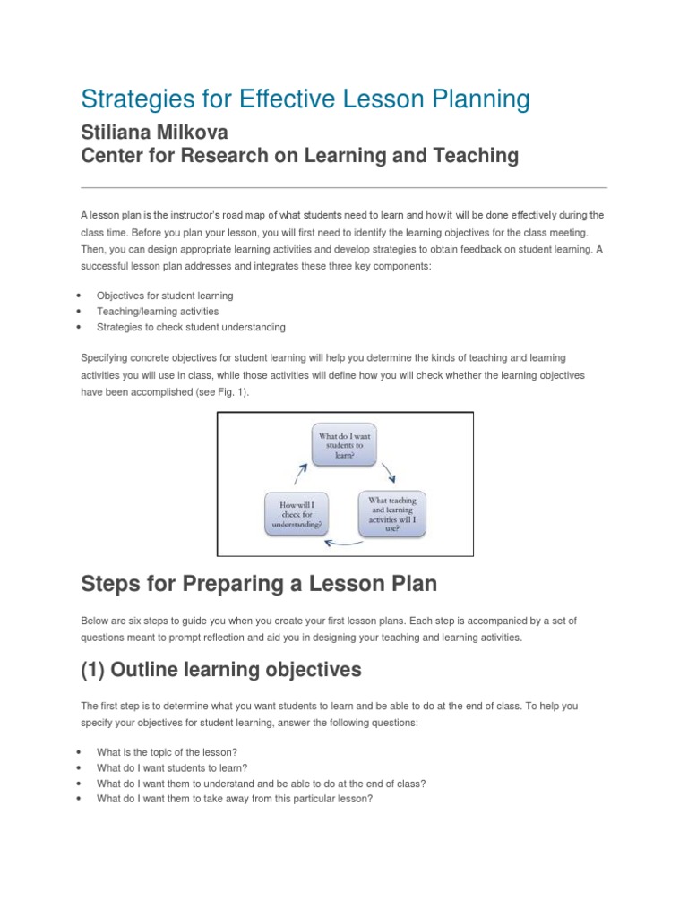 Lesson Planning for Educators | PDF | Lesson Plan | Neuropsychological ...