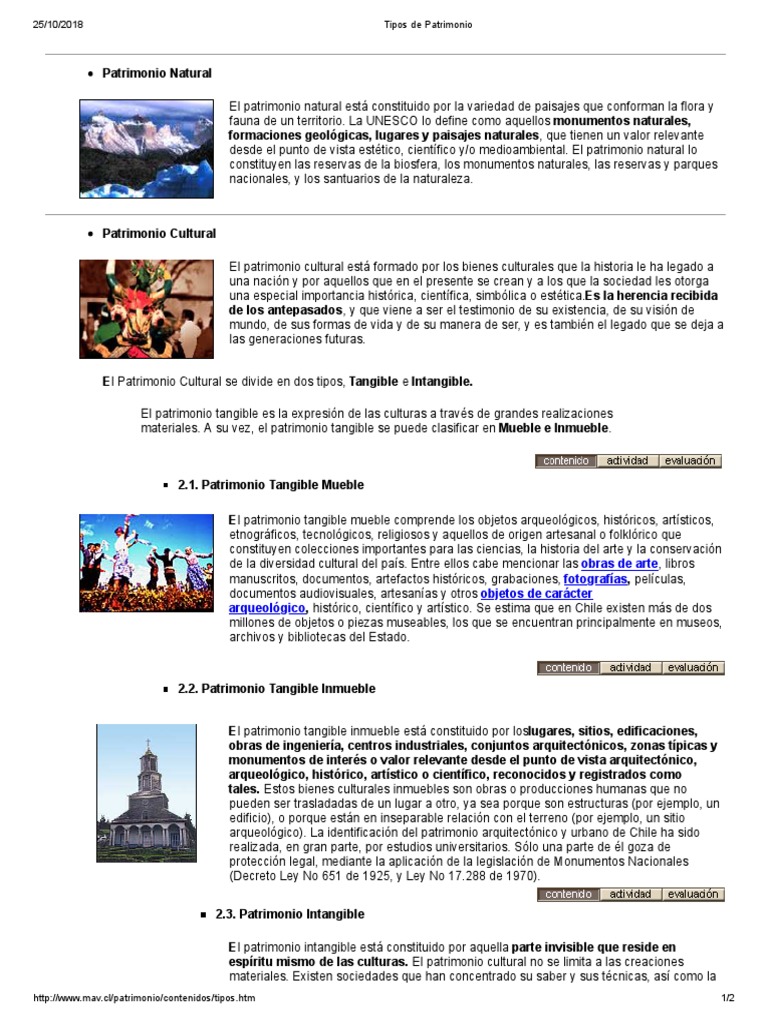Tipos de Patrimonio | PDF | Patrimonio cultural | Bienes (Ley)