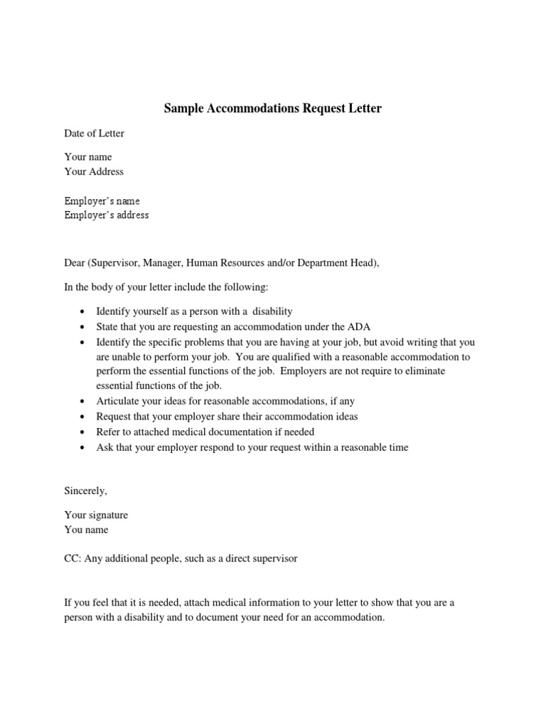 Sample Accommodations Request Letter | PDF | Americans With ...