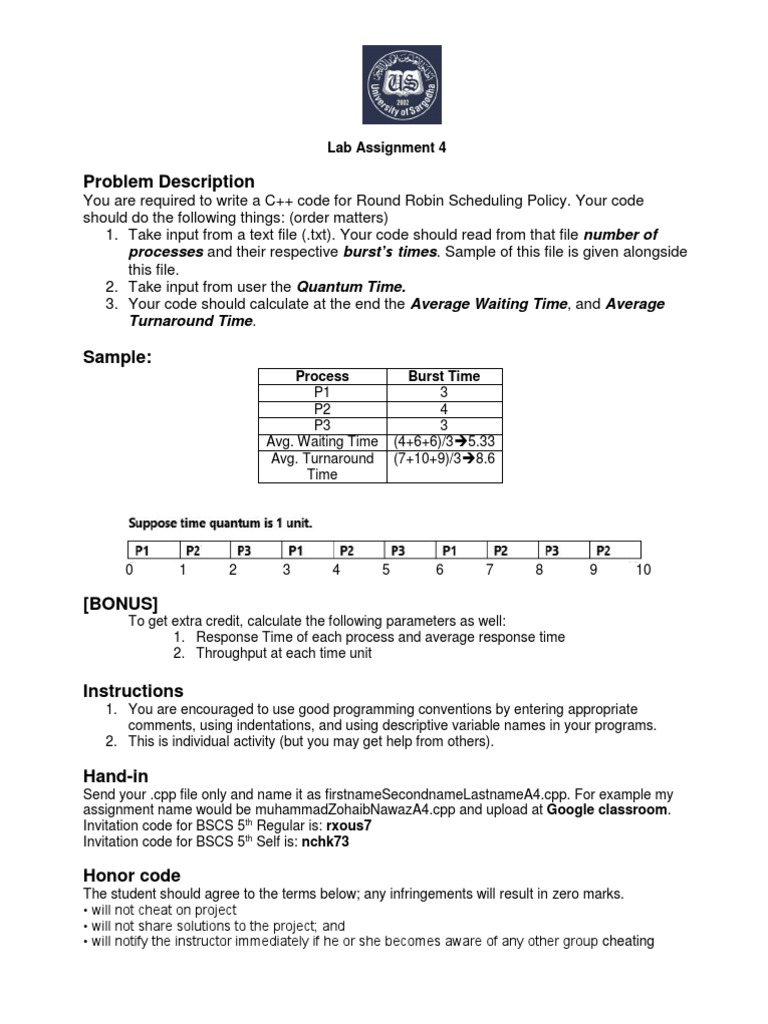 Problem Description: Processes and Their Respective Burst 'S Times ...