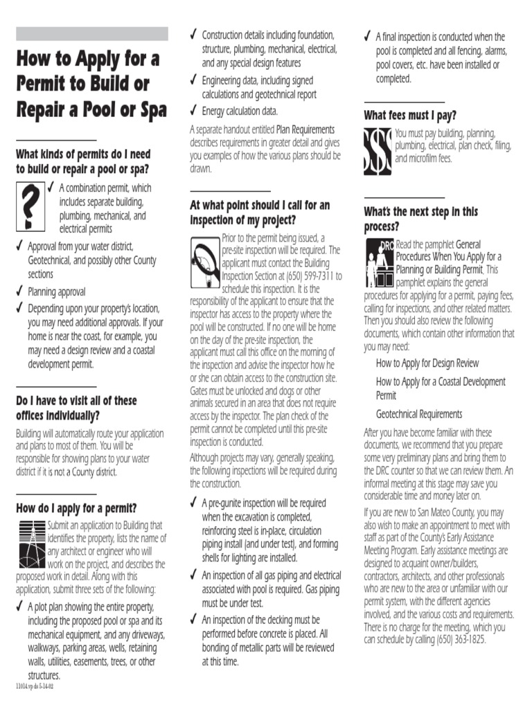 Pool and Spa Permit Application Guide | PDF | Geotechnical Engineering ...