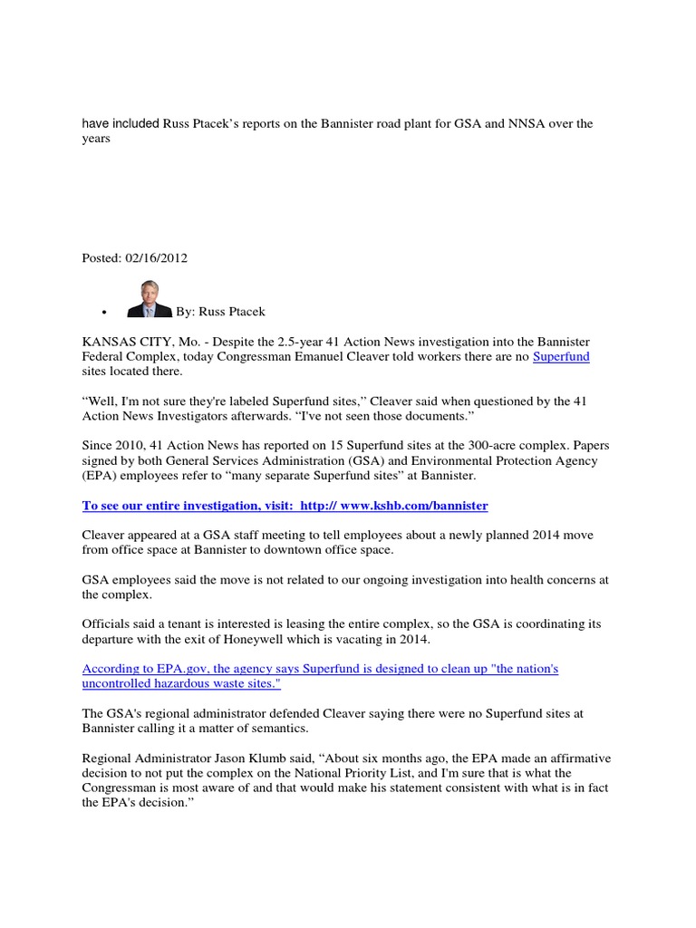 Russ Ptacek's KSHB 41 Reporting On Kansas City Plant, 2009-12 | PDF ...