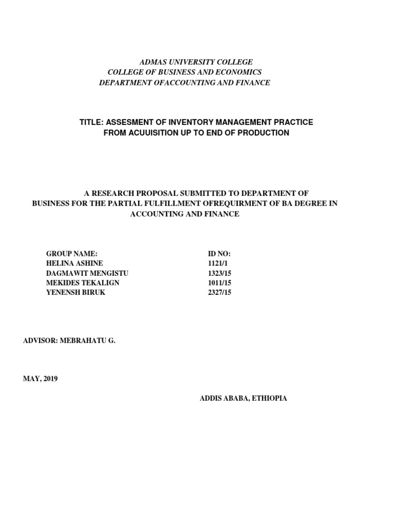 Research Proposal | PDF | Inventory | Resource