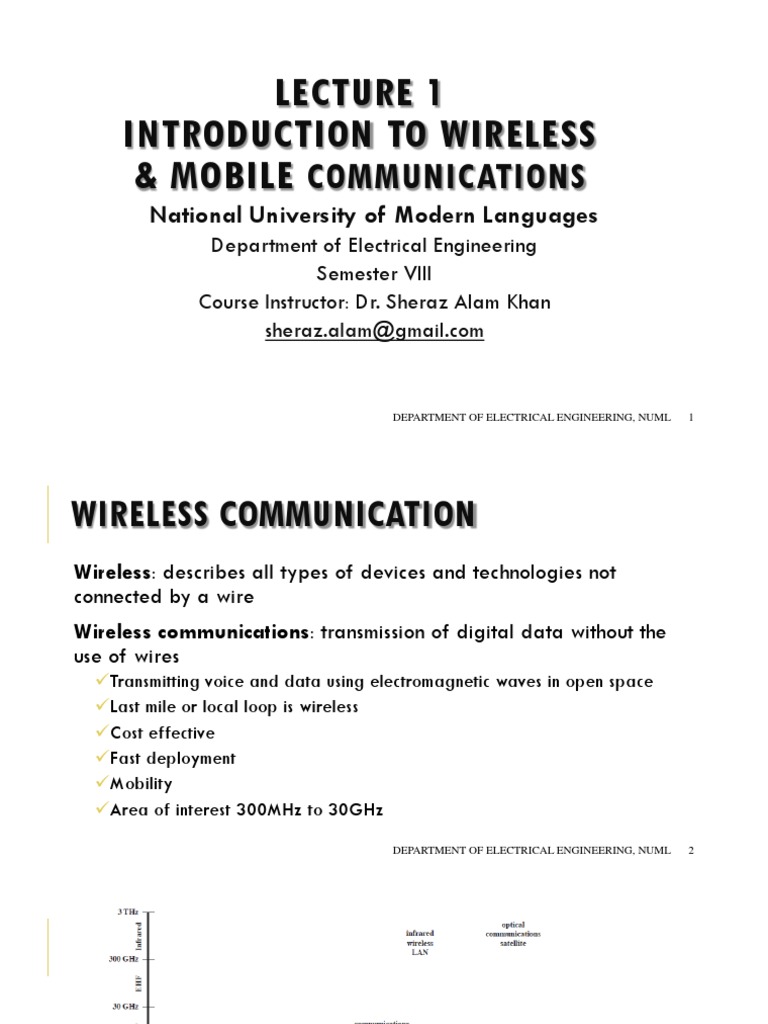 Introduction To Wireless & Mobile: Communications | PDF | Wireless | Computer Network