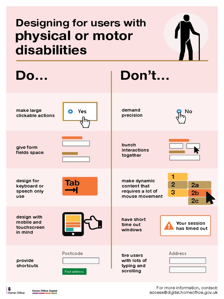 Physical or Motor Disabilities Do Don't : Designing For Users With | PDF