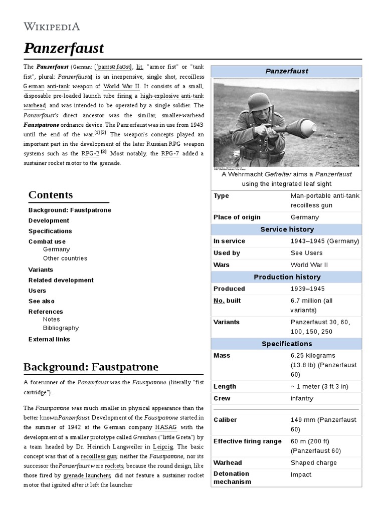 Panzerfaust | PDF | Projectiles | Military Science