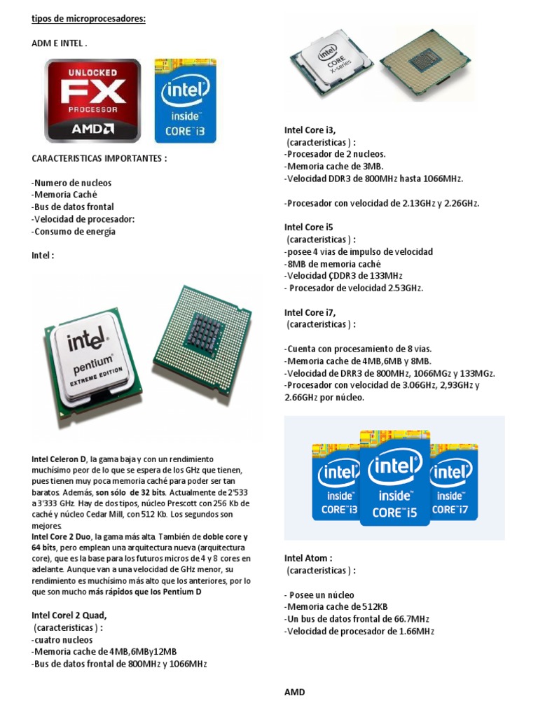 Tipos de Microprocesadores | PDF | Microprocesador | Micro dispositivos avanzados