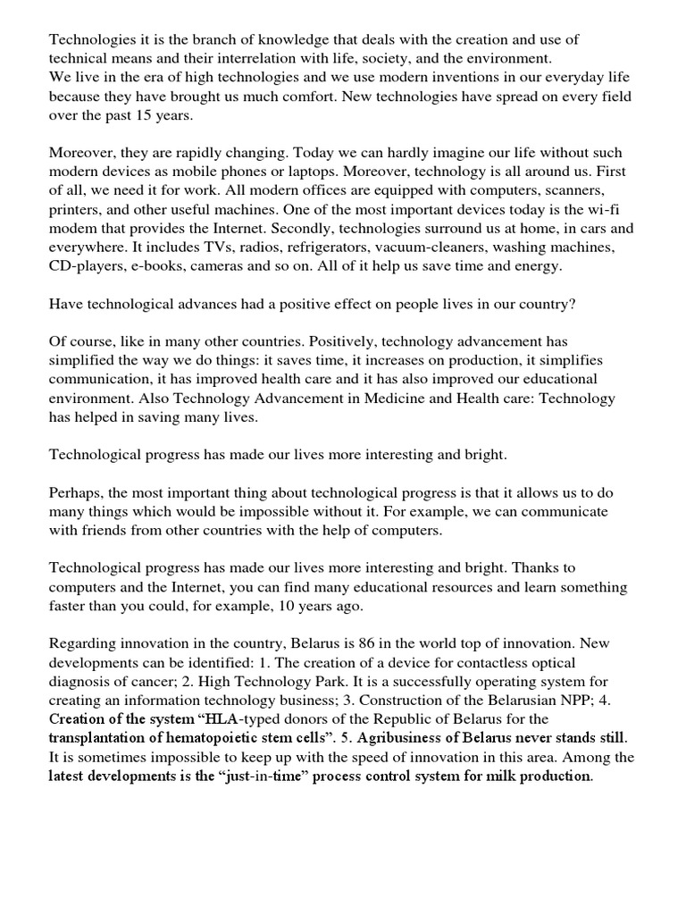 Technologies It Is The Branch of Knowledge That Deals With The Creation ...