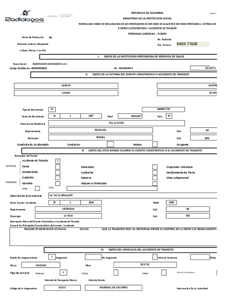 Formato Furips Soat 3.0 | PDF | Cuidado de la salud