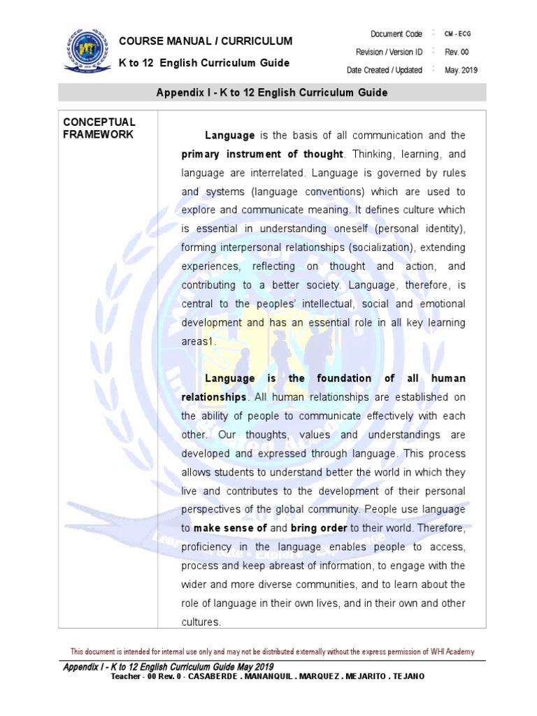 Document Code Revision / Version ID Rev. 00 Date Created / Updated May ...